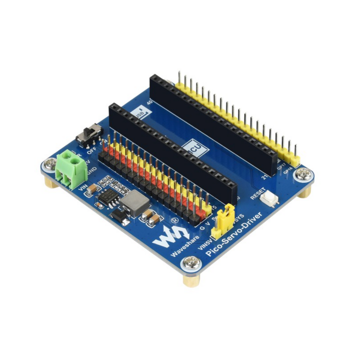 Servo Driver Module for Raspberry Pi Pico, 16-ch Outputs, 16-bit Resol ...